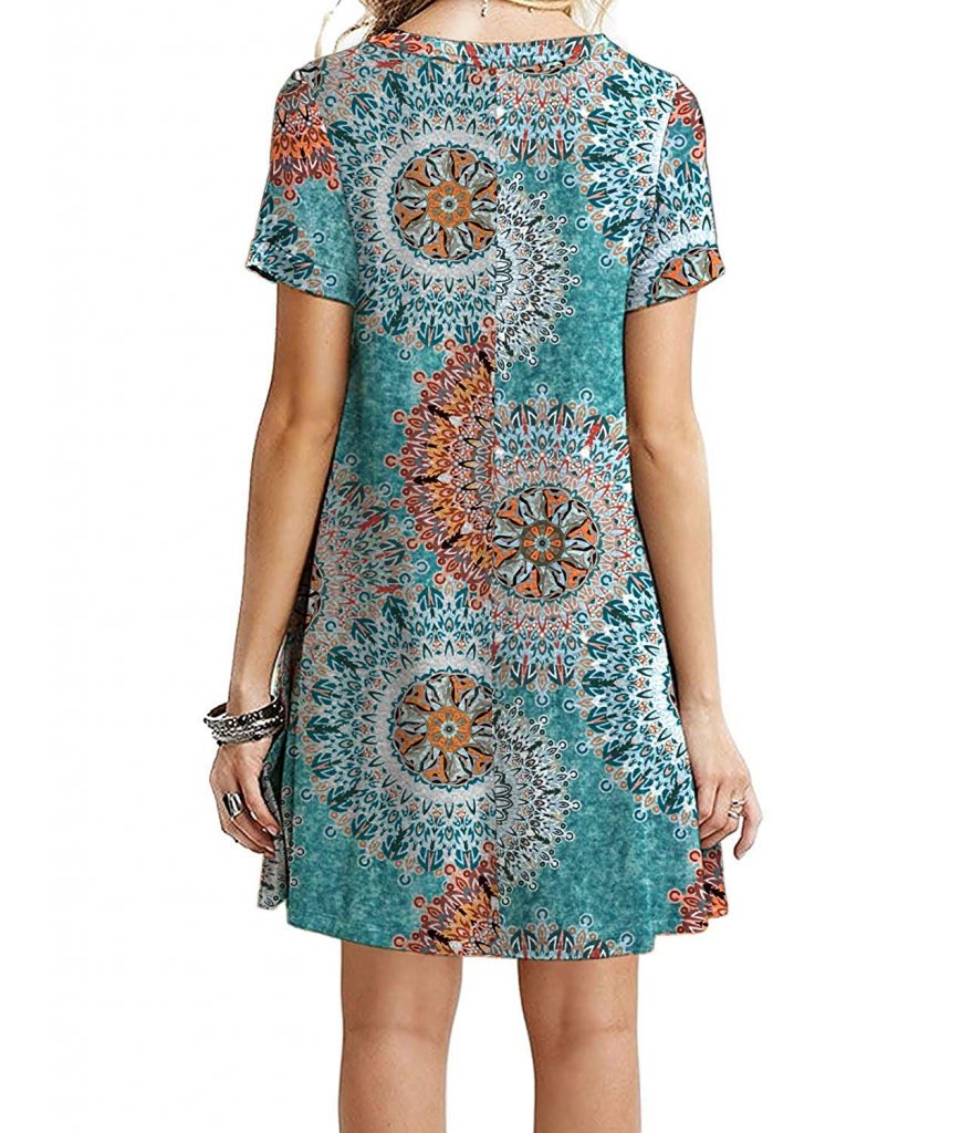 Light blue short dresses for women - loose fit soft stretchy summer wear