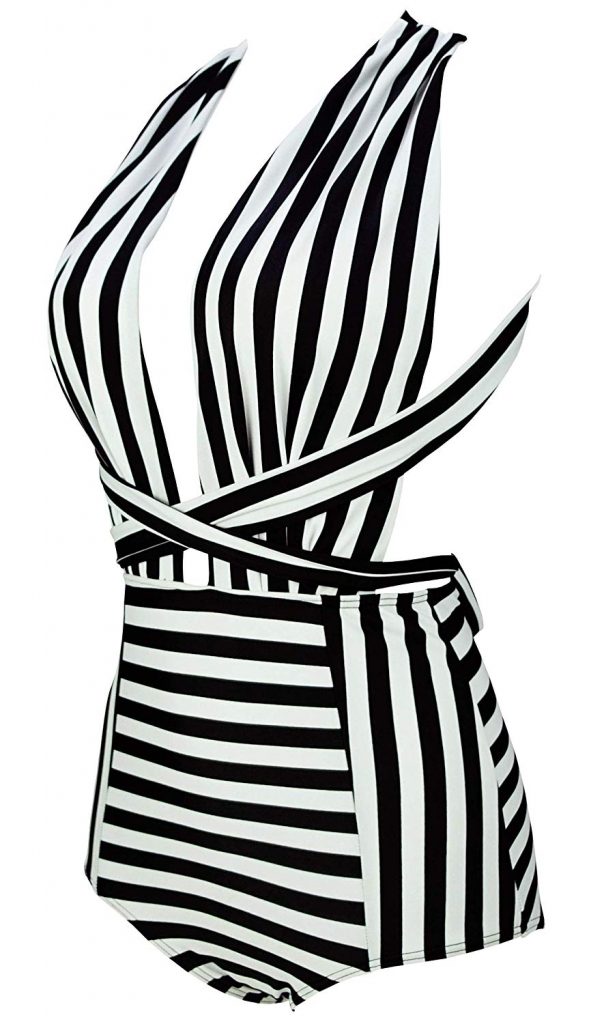 monokini swimwear deep v-neck plunge backless high waisted swimsuit