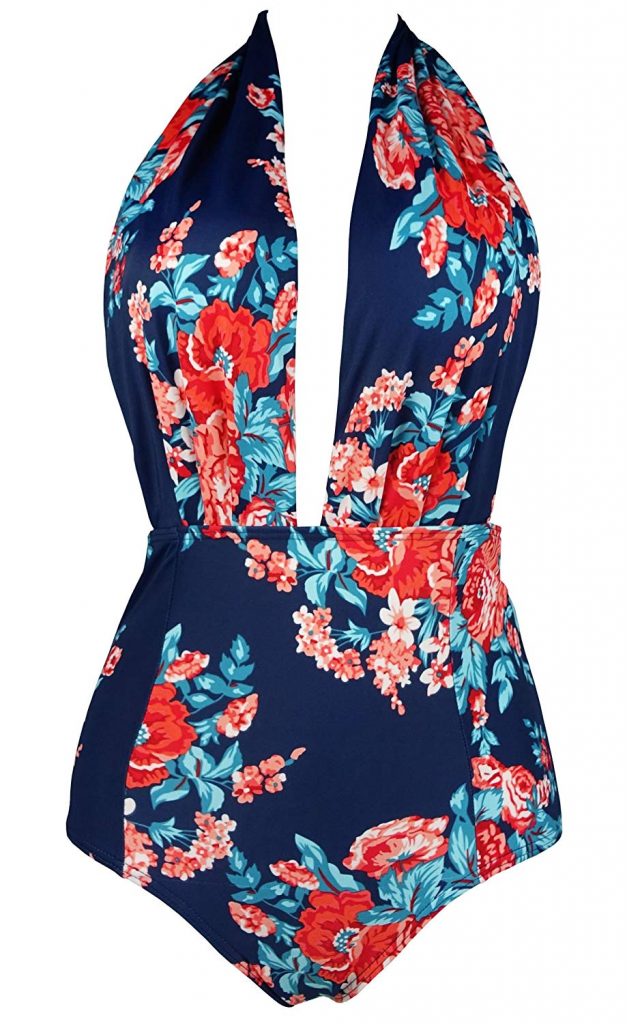 miami swimwear deep v-neck plunge backless high waisted swimsuit