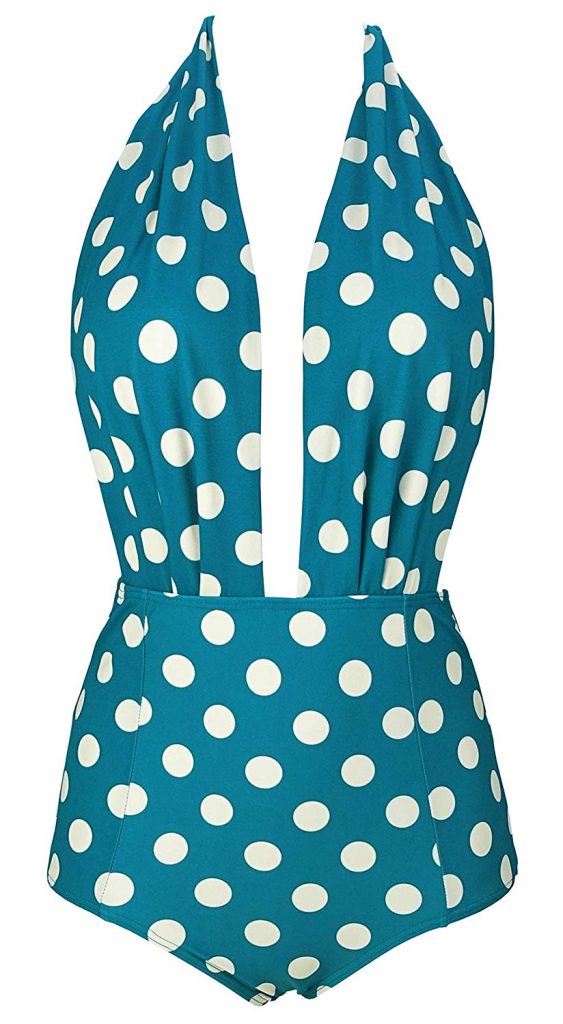 trendy swimwear deep v-neck plunge backless high waisted swimsuit