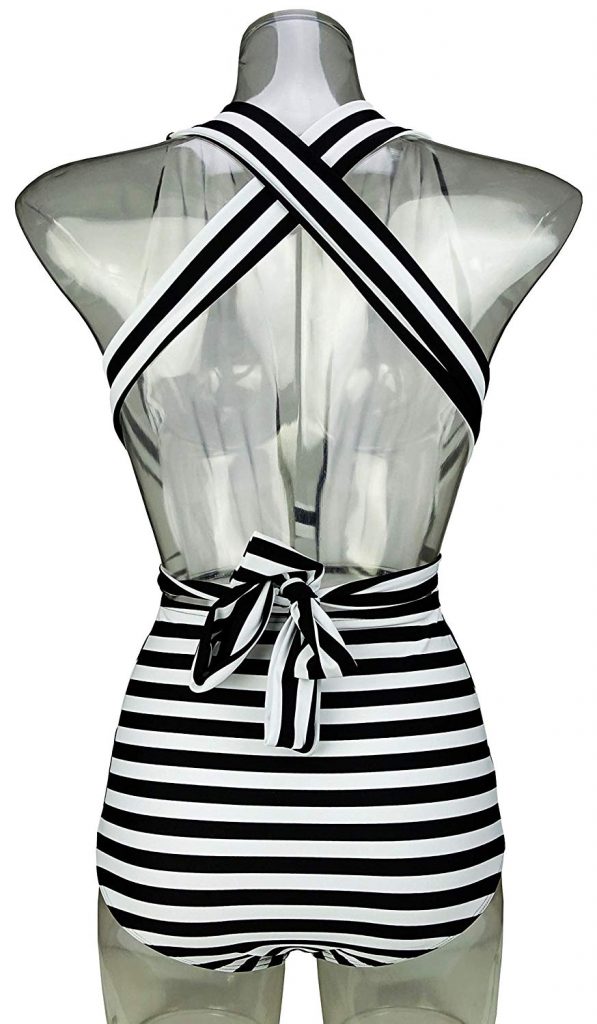 monokini swimwear deep v-neck plunge backless high waisted swimsuit