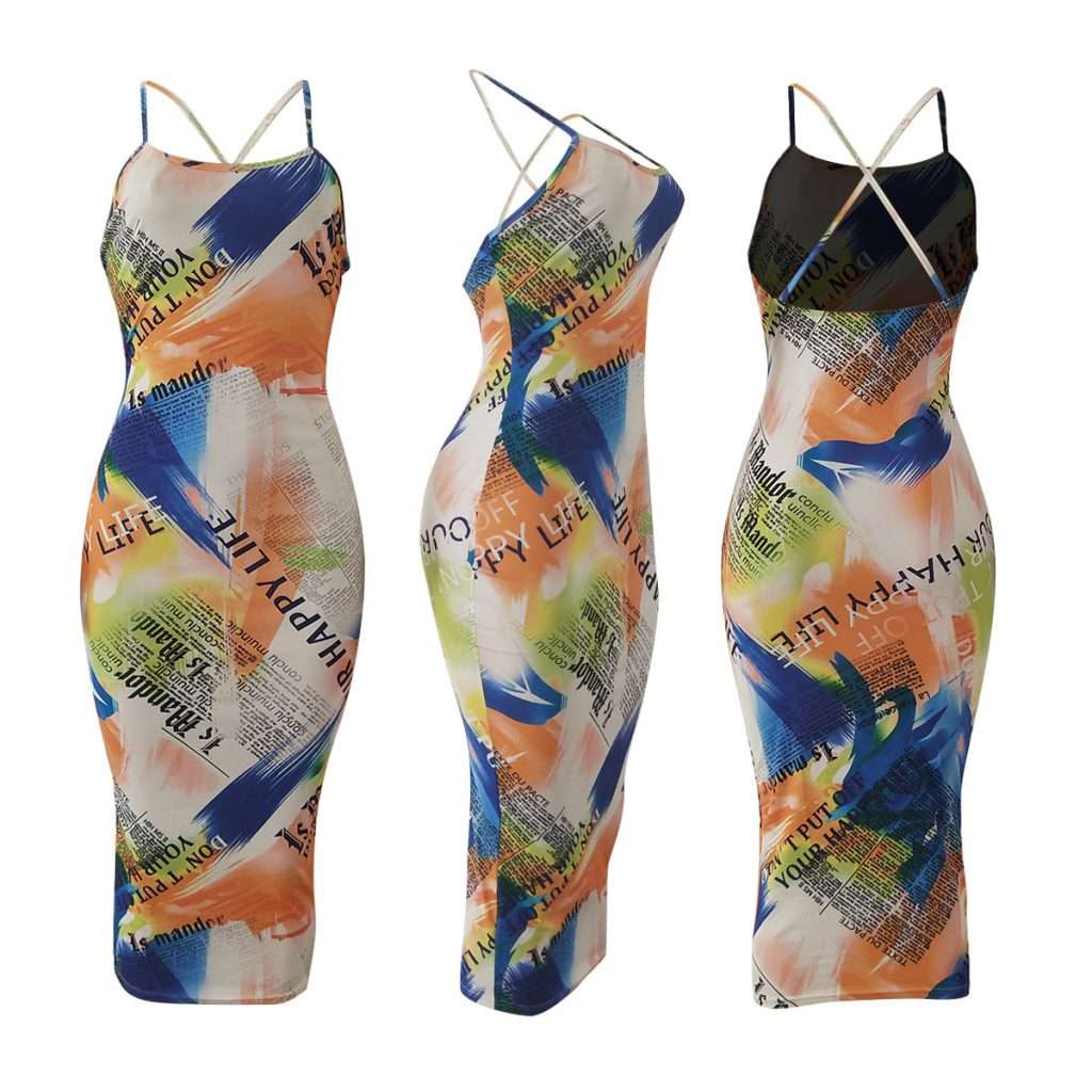 Fabulous Backless Slim Midi Dress - Colorful Cross Strap Summer Fashion ...